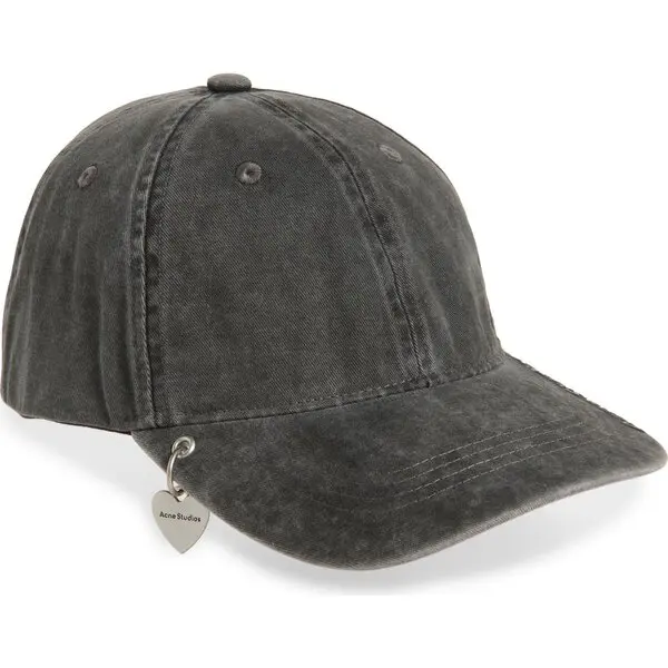 Acne Studios Heart Charm Baseball Cap - Faded Black | Editorialist